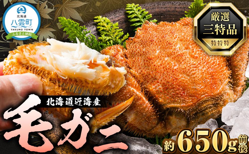 先行予約【厳選三特品】北海道産近海毛ガニ650g前後×1尾 2025年9月上旬発送開始予定【 毛がに 北海道 かに 蟹 かにみそ 小分け 毛蟹 八雲 海産物 魚介類 水産物応援 水産物支援 ...
